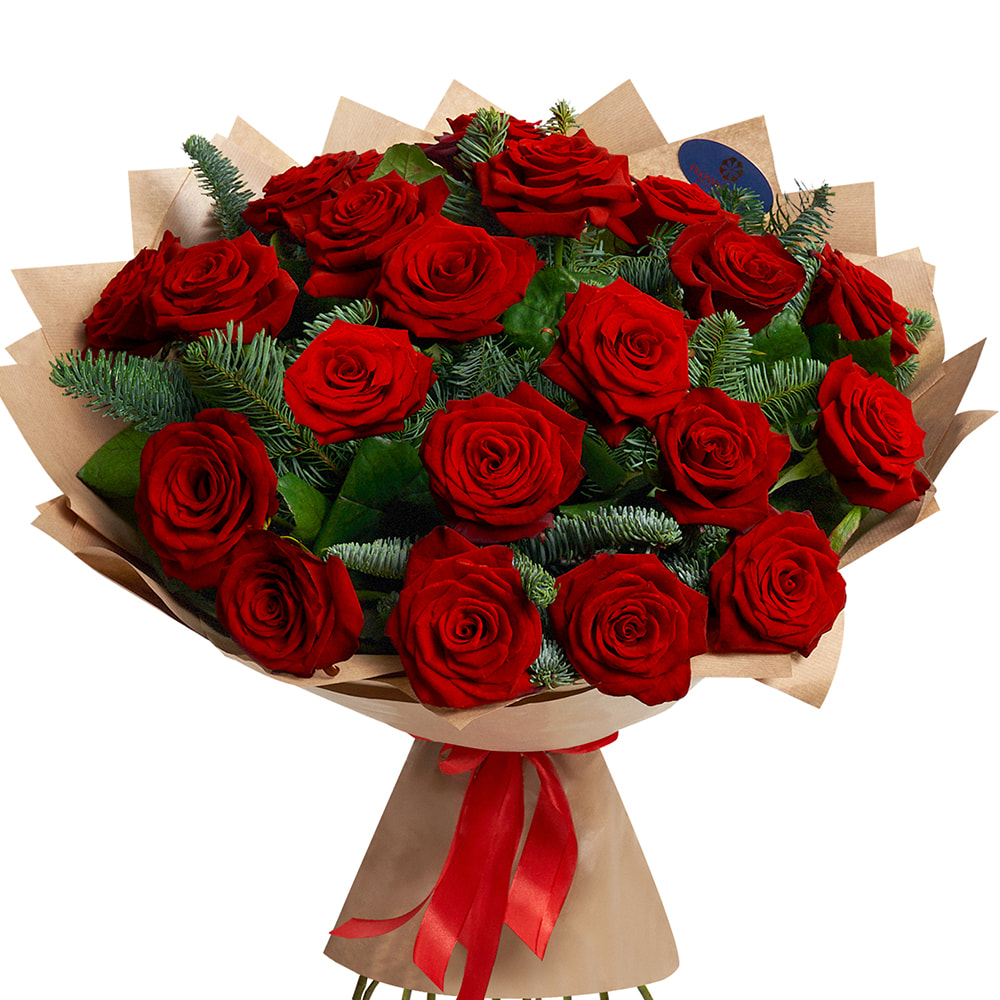 Winter bouquet "21 red roses" — order delivery to Ukraine. Buy Now ...