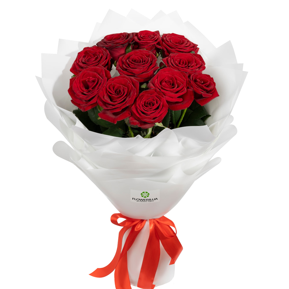 Monobouquet of 11 red roses — order delivery to Ukraine. Buy Now! Price ...